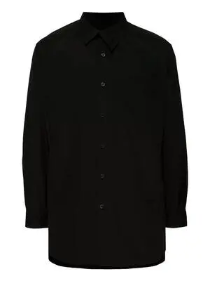 Yohji Yamamoto Asymmetric-collar Cotton Shirt - Black