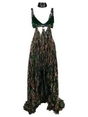 Roberto Cavalli Patterned Pleated Maxi Dress - Neutrals