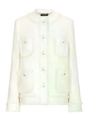 Dolce & Gabbana Rachel Round-neck Tweed Jacket - Neutrals