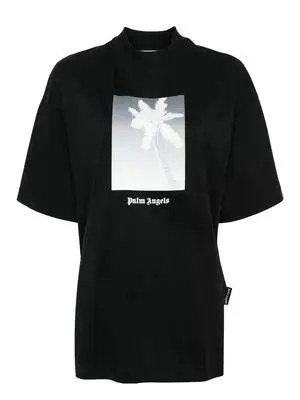 Palm Angels Palm Tree-print Cotton T-shirt - Black
