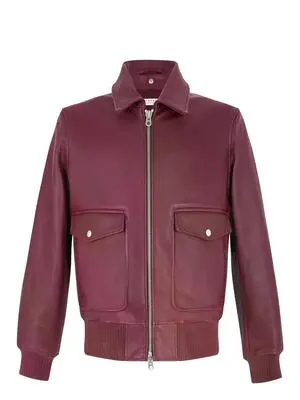 FURSAC Zip-up Leather Jacket - Red