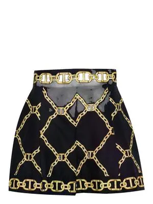 TWINSET Chain-print Wide-leg Shorts - Blue