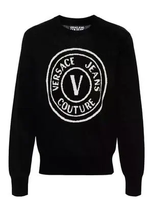 Versace V-emblem Wool Jumper - Black