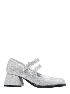 NODALETO Leather Pumps With Glitter Detail - Silver