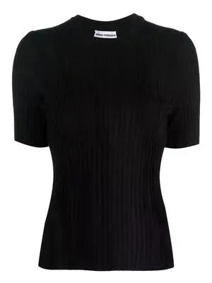 Rabanne Ribbed-knit Wool-blend Top - Black