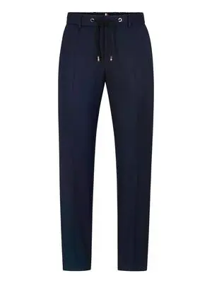 BOSS Slim-cut Trousers With Drawstring Waist - Blue
