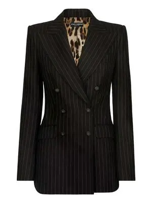 Dolce & Gabbana Dolce & Gabbana Double-Breasted Striped Blazer Brown