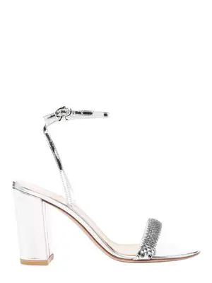 GIANVITO ROSSI Leather Heeled Sandals - Silver