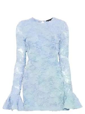 ROTATE BY BIRGER CHRISTENSEN Floral-appliqué Mesh Mini Dress - Blue