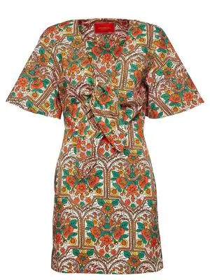 La DoubleJ Floral-print Short Dress - Neutrals