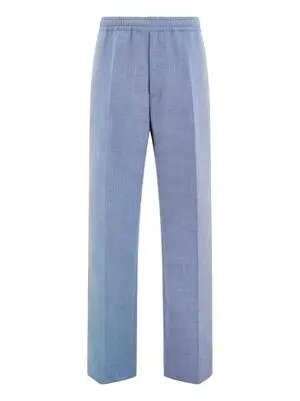 FERRAGAMO Mélange-effect Trousers - Blue