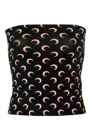MARINE SERRE Moonogram Pattern Strapless Top - Black
