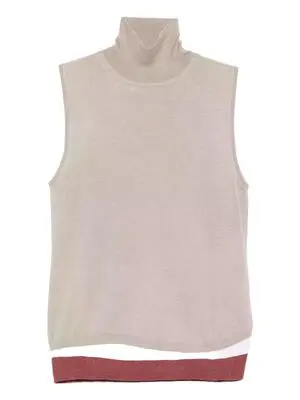 Lorena Antoniazzi Striped-hem Roll Neck Vest - Neutrals