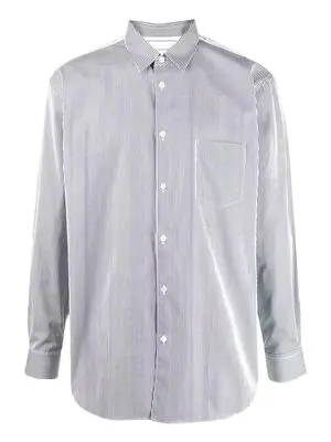 Comme Des Garçons Contrast Striped Pocket Shirt - Blue