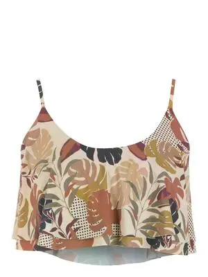 AMIR SLAMA Palm Leaf Print Cropped Top - Neutrals