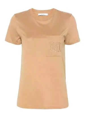 Max Mara Papaia Logo-embroidered T-shirt - Neutrals