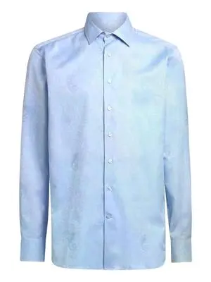 Etro Paisley-jacquard Cotton Shirt - Blue