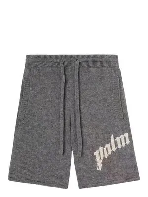 Palm Angels Logo Knitted Shorts - Grey