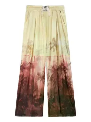 Palm Angels Sunset Palms Wide-leg Trousers - Neutrals