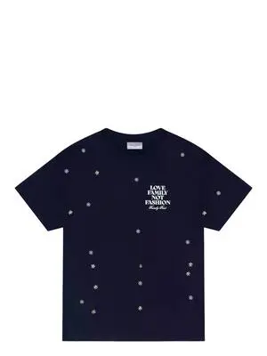 FAMILY FIRST Floral-embroidered T-shirt - Blue