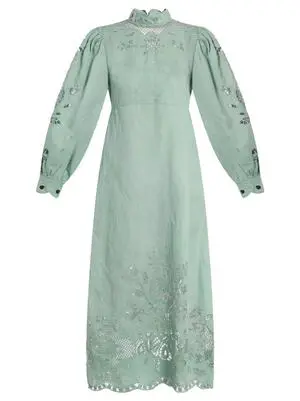 Farm Rio Embroidered Midi Dress - Blue