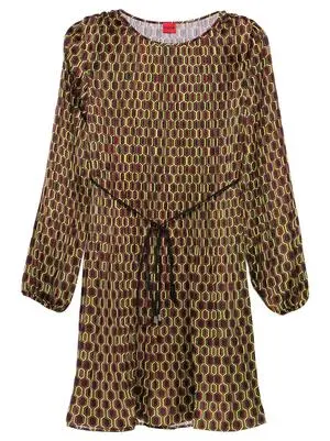 Hugo Geometric-print Pleated Dress - Red