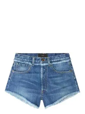 Alanui Fringed Cotton-denim Shorts - Blue