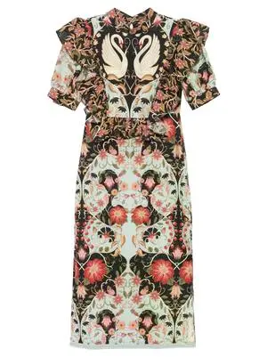 Farm Rio Flowing Beauty Midi Dress - Blue