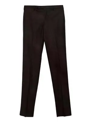 ROTA Check Patterned Virgin Wool Trousers - Brown