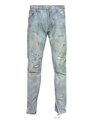 RRR123 Painted And Repaired Slim-cut Jeans - Blue