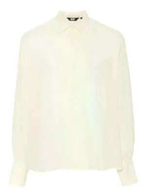 Gcds Logo-embroidered Georgette Shirt - Yellow