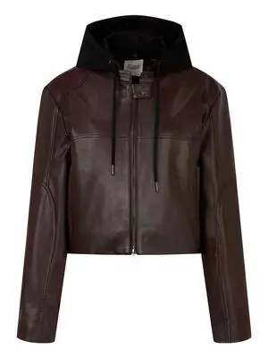 STUDIO TOMBOY Faux-leather Jacket With Hood - Brown