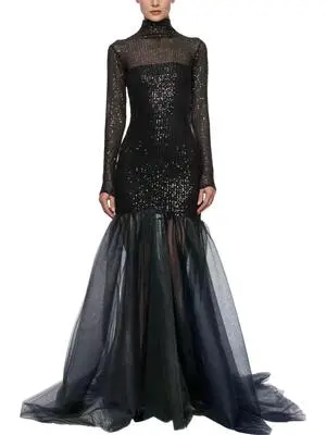 ATU BODY COUTURE Sequined Mermaid Maxi Dress - Black