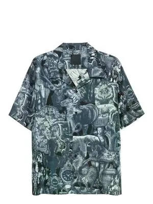 Givenchy Hubert Objects-print Silk Shirt - Blue