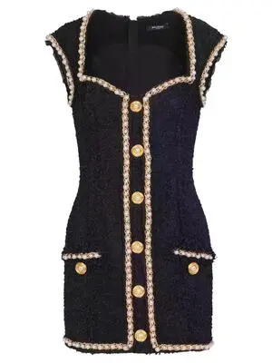 Balmain Pearl Embellished Dress - Black