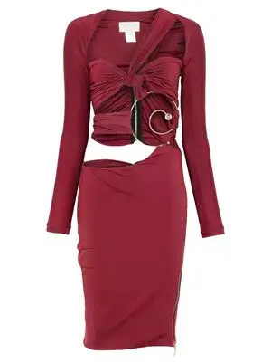 MITILIANE COUTURE Cut-out Detail Pierced Midi Dress - Red