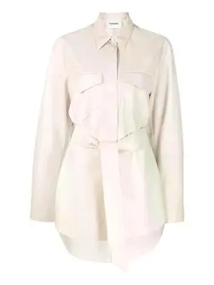 Nanushka Vegan Leather Oversized Shirt - Neutrals