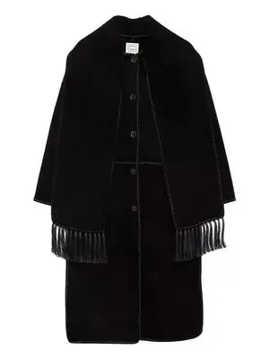 TOTEME Embroidered Scarf Coat - Black