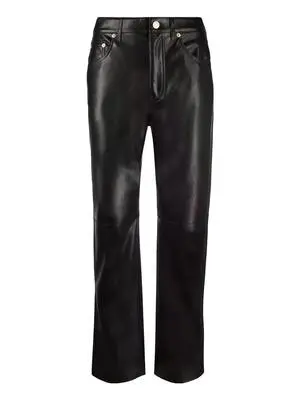 Nanushka Faux-leather Cropped Trousers - Black
