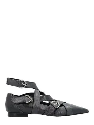 Pinko Gianira Leather Ballerina Shoes - Black