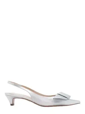 TWINSET 40mm Bow-detail Slingback Pumps - Silver