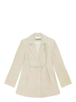 GANNI Tie-fastening Textured Blazer - Neutrals