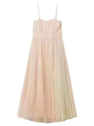 TWINSET Pleated Tulle Midi Dress - Neutrals