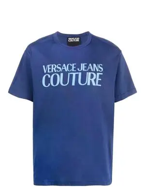 Versace Logo-print Cotton T-shirt - Blue