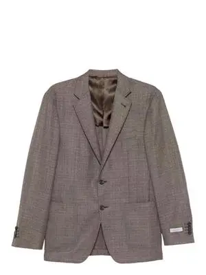 Canali Kei Wool Interlock Blazer - Brown