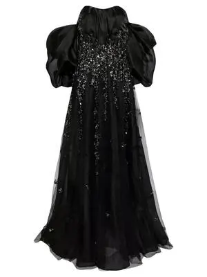 SAIID KOBEISY Bead-embellished Organza Gown - Black