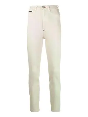 Philipp Plein Logo Patch High-waisted Jeggings - Neutrals