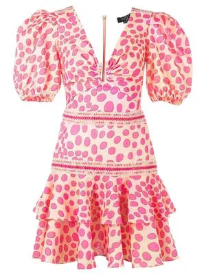 PatBO Polka-dot Lace-trim Mini Dress - Pink