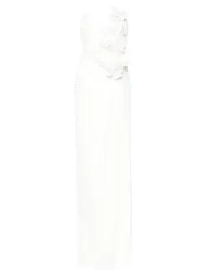 ANA RADU Floral-appliqué Maxi Dress - White