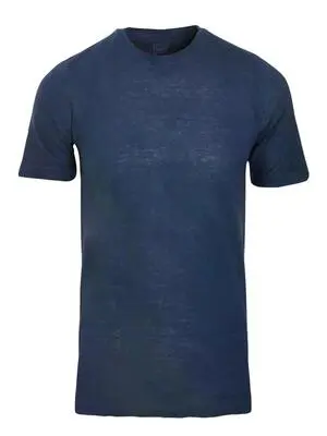 120% Lino Mélange-effect Crew-neck T-shirt - Blue